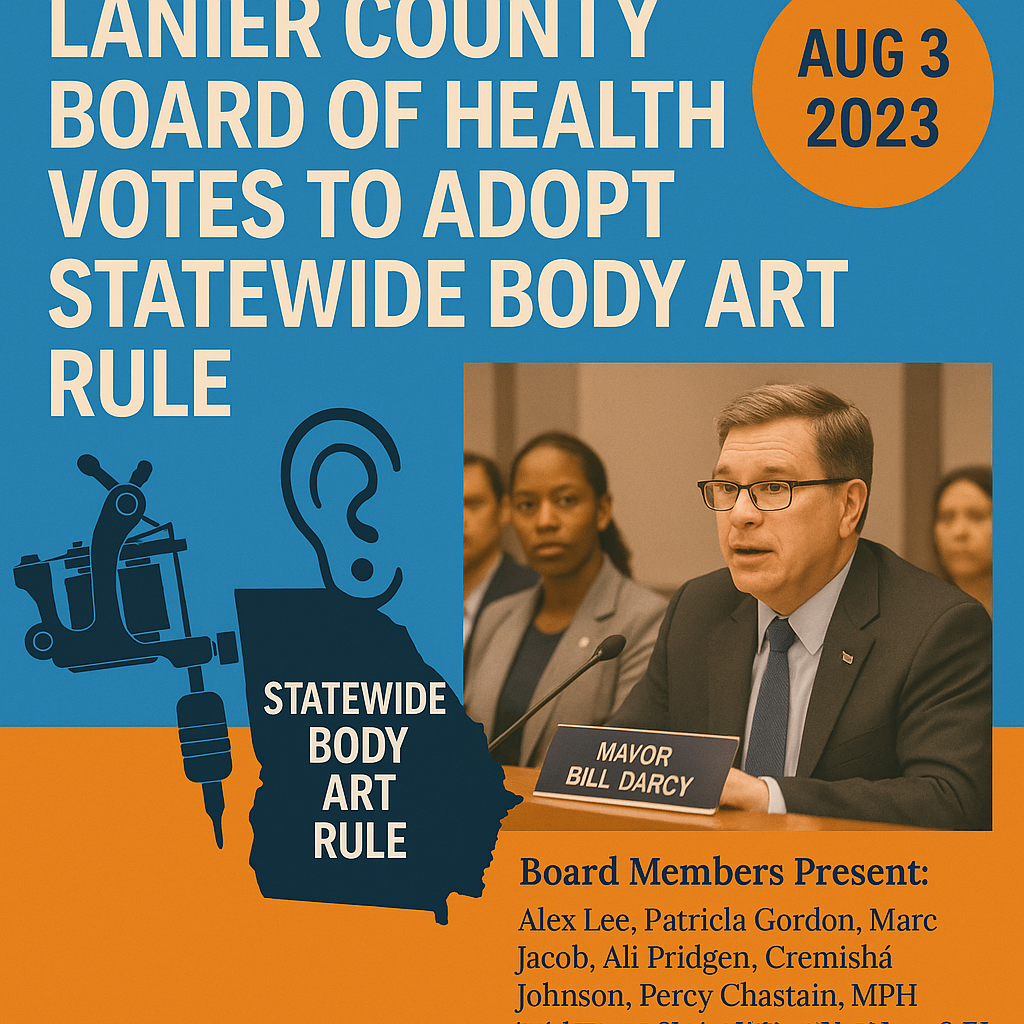 Lanier County Board of Health Votes to Adopt Statewide Body Art Rule ...