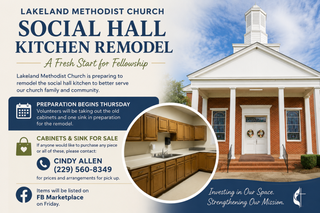 Lakeland Methodist Church Preparing for Social Hall Kitchen Remodel ...